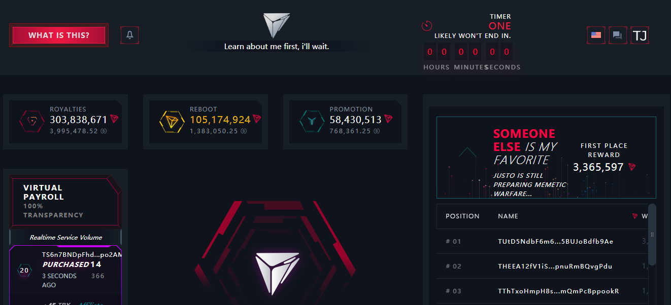 Fomo3D团队新游戏Just Game正式上线，交易流水超4亿枚TRX - AiCoin